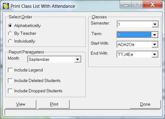 Print Attendance Registers