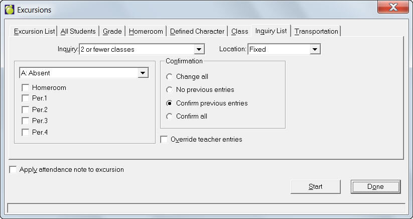 Enter Student Excursion Lists