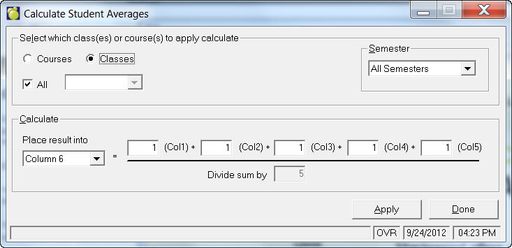 Calculate student averages