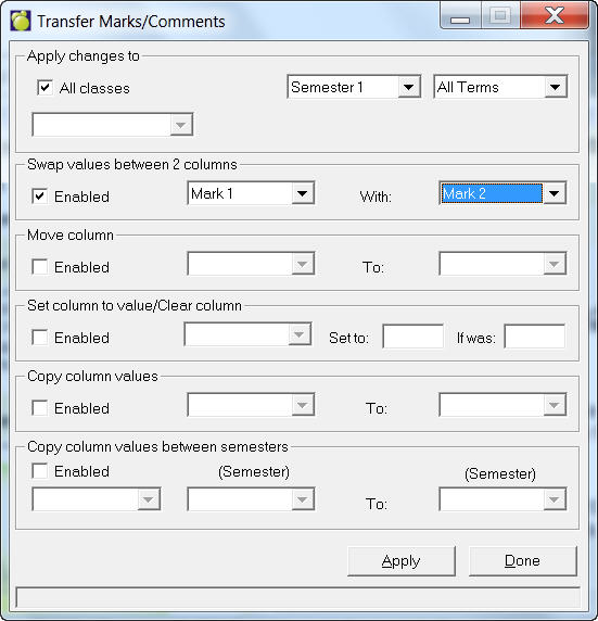 Transferring A Column Of Marks/Grades/Comments