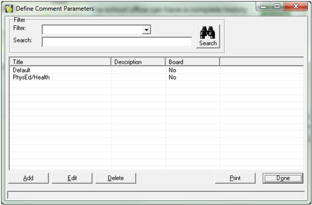 6 Define Comments Parameters