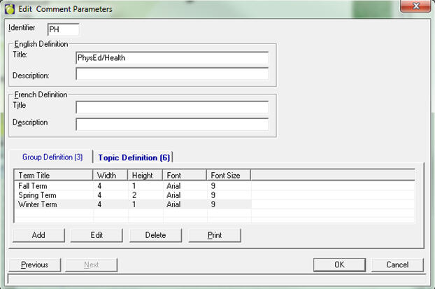 6 Define Comments Parameters