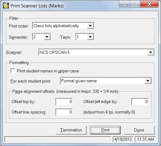 Print Lists For Scanner