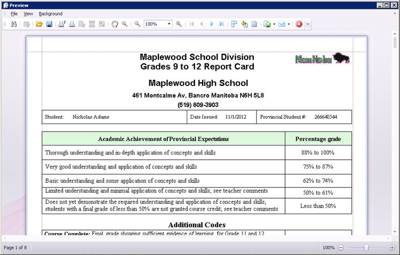 Manitoba Report Card Wizard