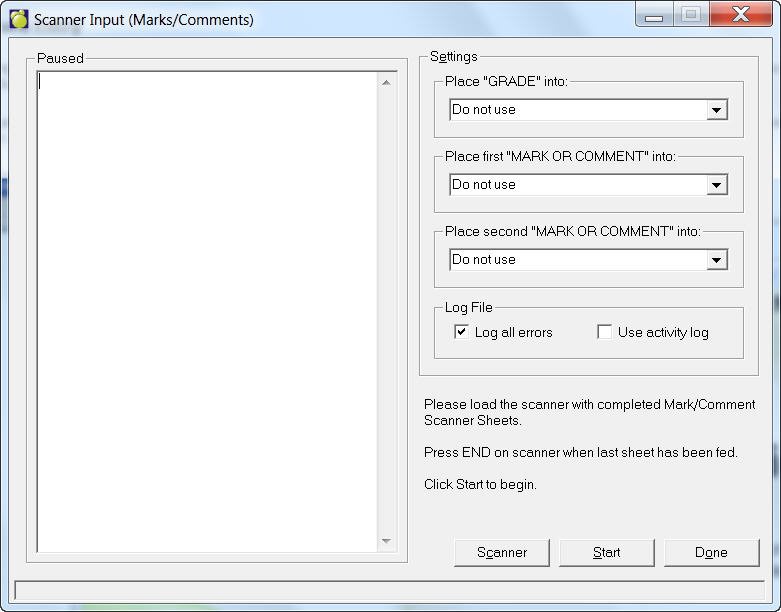 Scanner Mark/Grade Entry