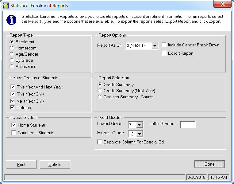 Statistical Enrolment Report