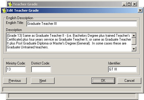 Staff Teacher Grade Type