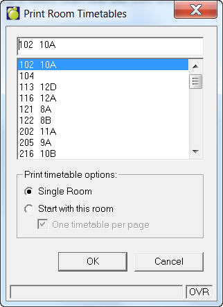 Printing Room Timetables