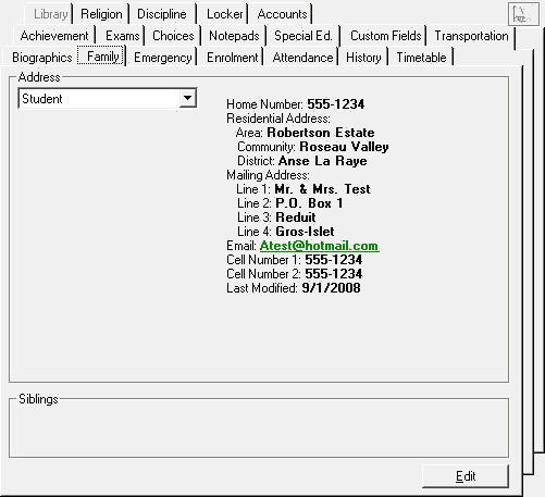 Family Tab - Students