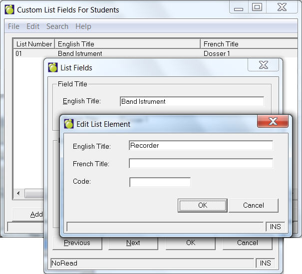 Student List Fields - Student Custom Fields