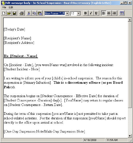 Define Consequence Letters
